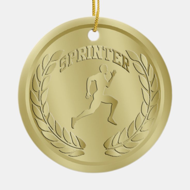 Sprinter Gold Toned Medal Ornament | Zazzle