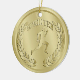 Sprinter Gold Toned Medal Ornament | Zazzle