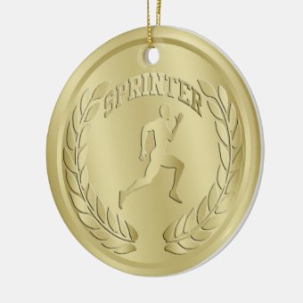 Sprinter Gold Toned Medal Ornament | Zazzle