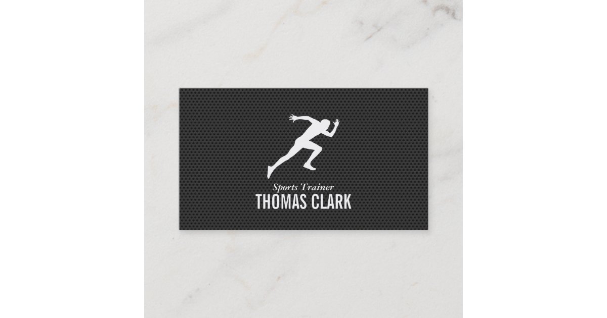 Sprinter | Sports Trainer (carbon pattern) Business Card | Zazzle
