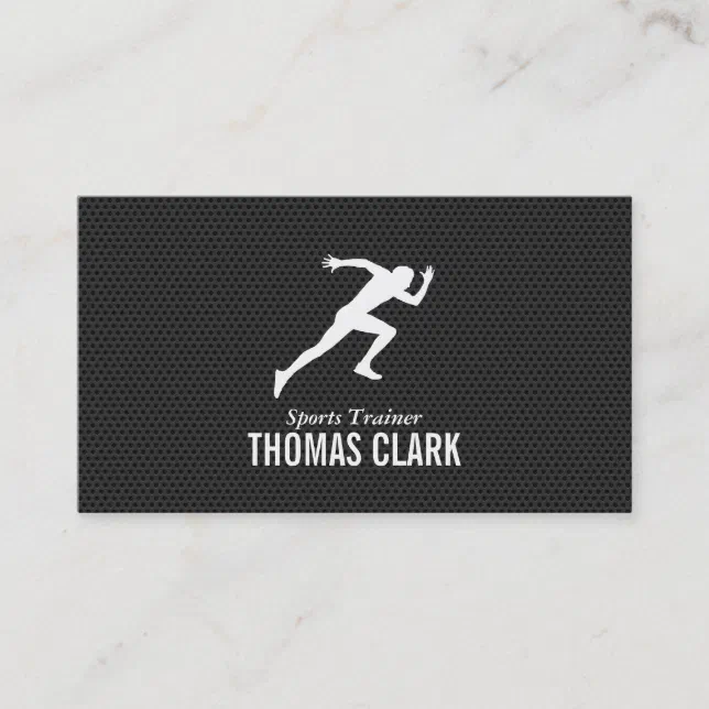Sprinter | Sports Trainer (carbon pattern) Business Card | Zazzle