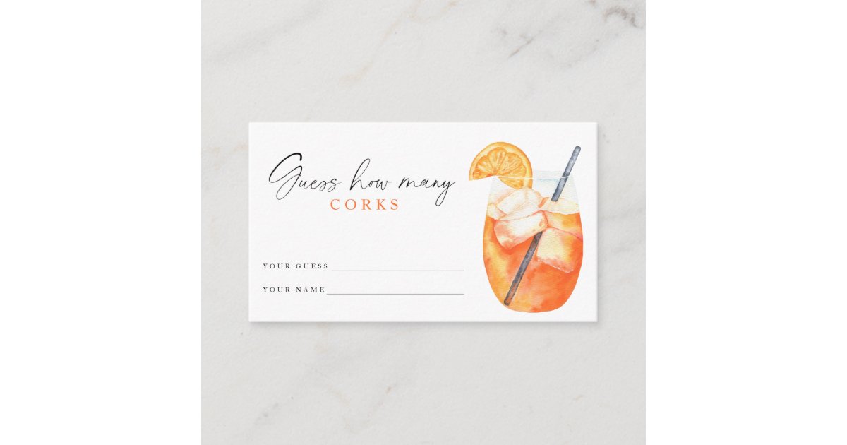 Spritz Bridal shower Guess how many corks Enclosure Card | Zazzle