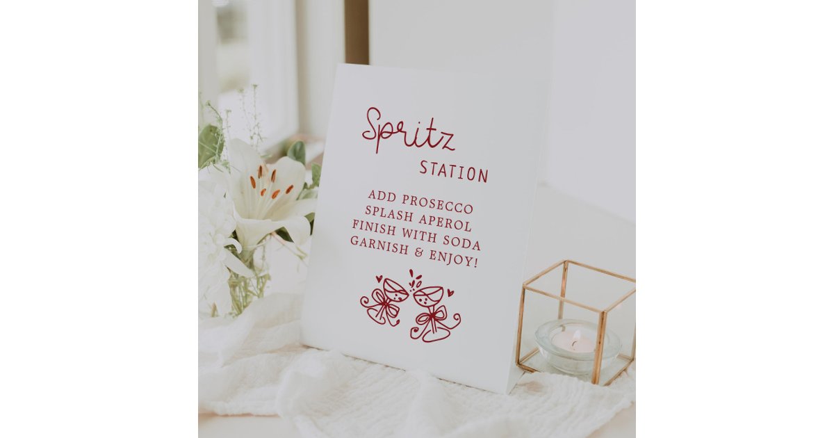 Spritz Station Bridal shower Pedestal Sign | Zazzle