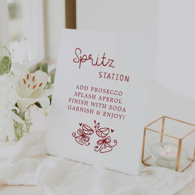 Spritz Station Bridal shower Pedestal Sign | Zazzle