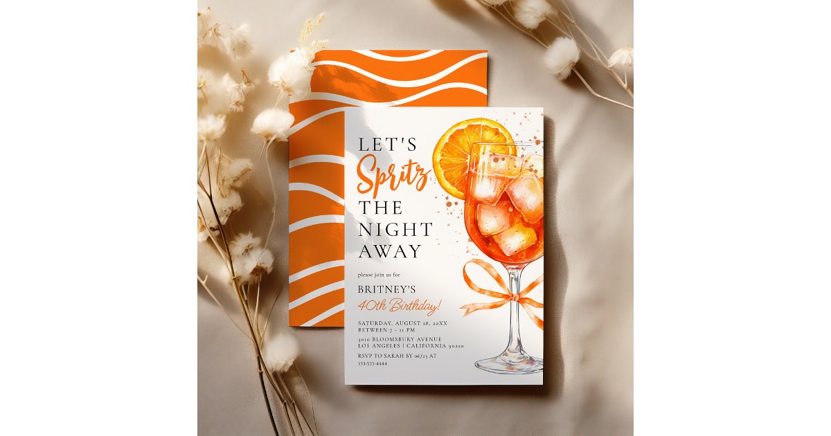 Spritz The Night Away Birthday Party Invitation | Zazzle