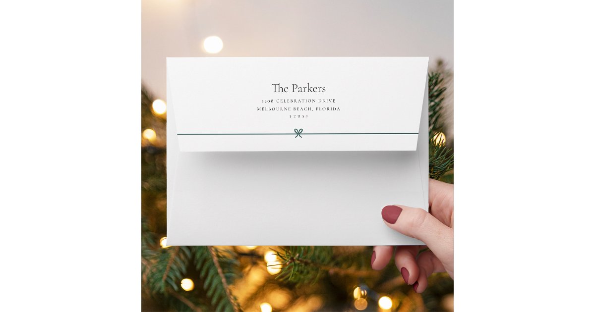 Spruce Green | Simple Minimal Bow Return Address Envelope | Zazzle