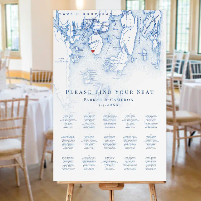 Spruce Point ME Map 15 Table Wedding Seating Chart Foam Board | Zazzle