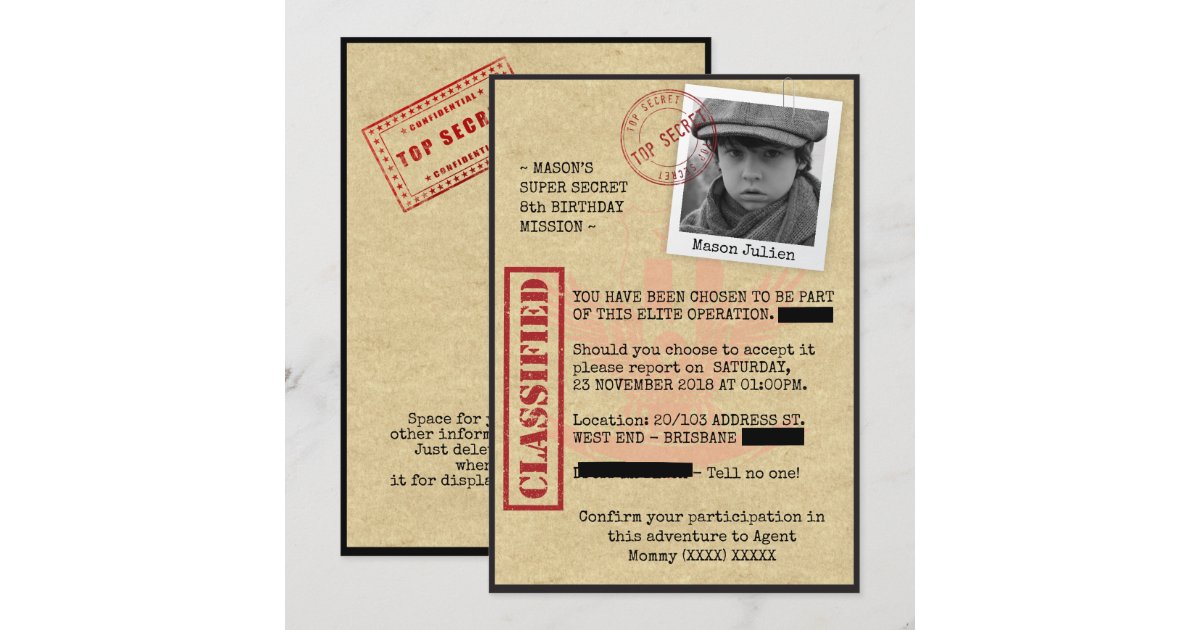 Spy birthday party invitation | Zazzle