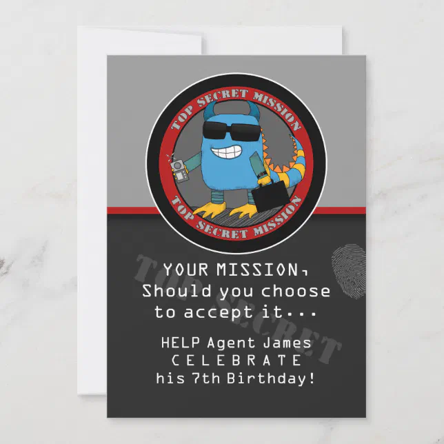 SPY Birthday Party Invitation | Zazzle