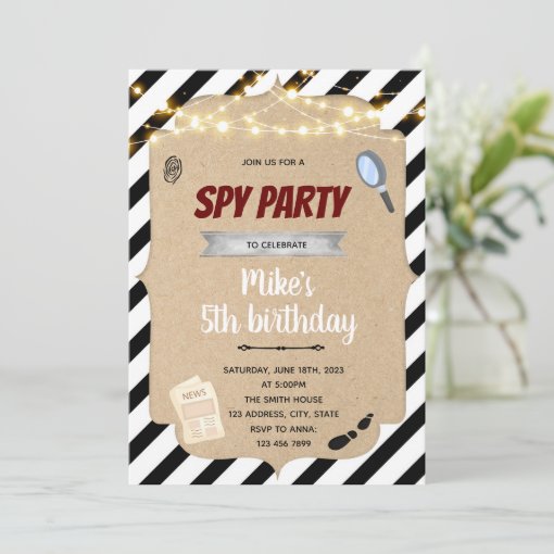 Spy detective birthday party invitation | Zazzle