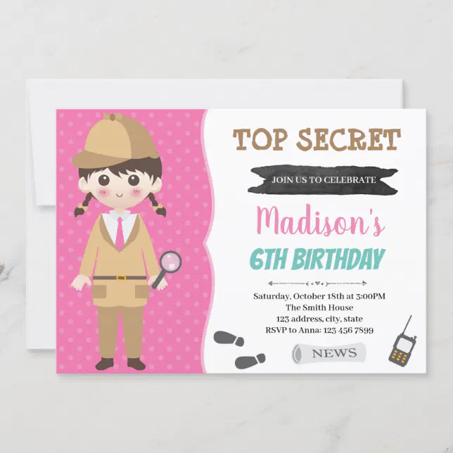 Spy secret agent Party Invitation | Zazzle