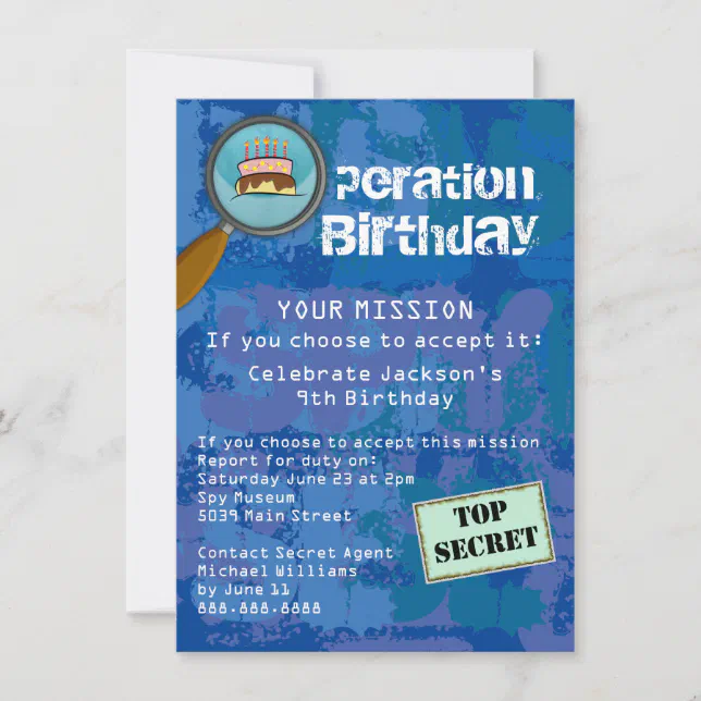 Spy / Secret / Special Agent Birthday Party Invitation | Zazzle