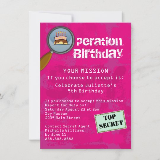 Spy / Secret / Special Agent Birthday Party Invitation | Zazzle.com