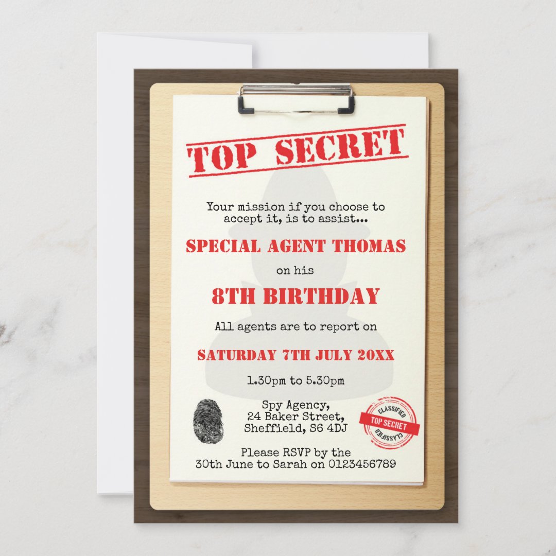 Spy themed birthday party invitation | Zazzle