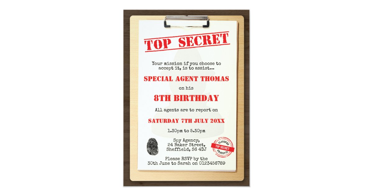 Spy themed birthday party invitation | Zazzle.com