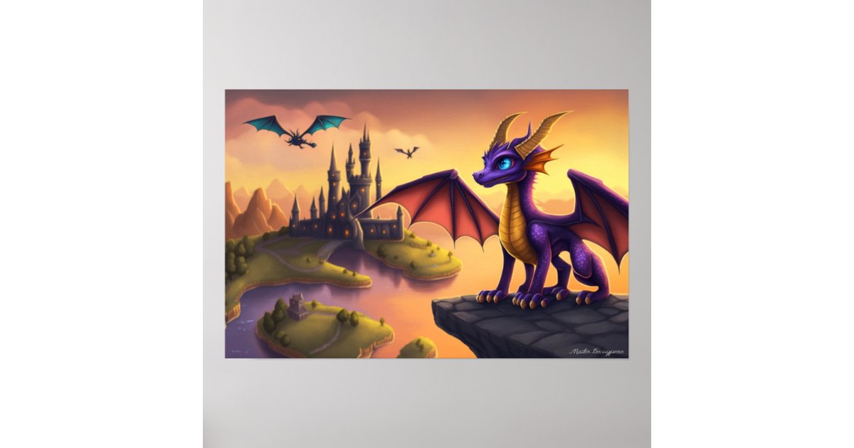 Spyro the Little Dragon fantasy art poster | Zazzle