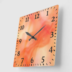 Sq.Acrylic Wall Clock--Orange Stain Glass Swirl Square Wall Clock | Zazzle