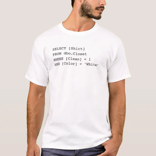 SQL Shirt | Zazzle