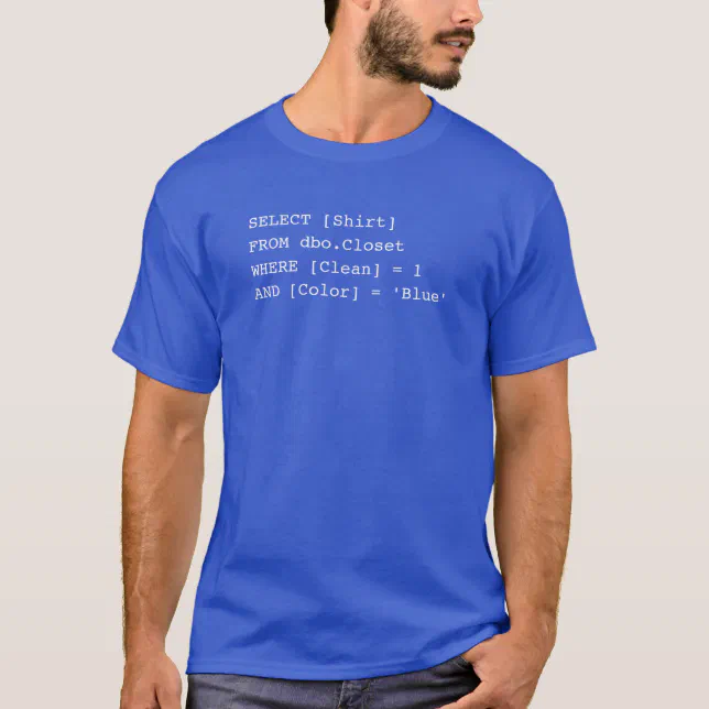 SQL Shirt - Blue | Zazzle