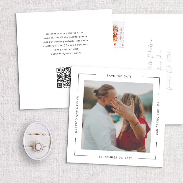 Square All Around Text Frame Minimal Save the Date | Zazzle