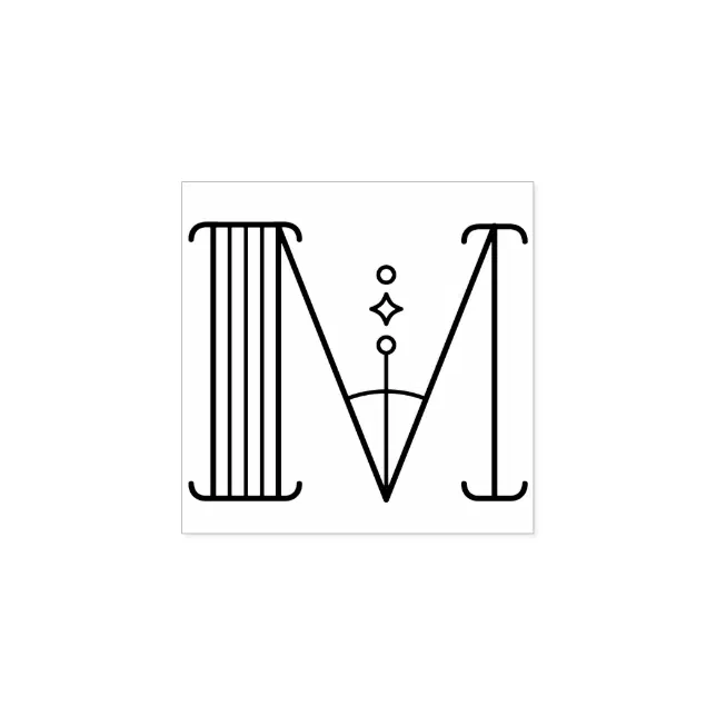 Square Art Deco Letter M Monogram Rubber Stamp | Zazzle