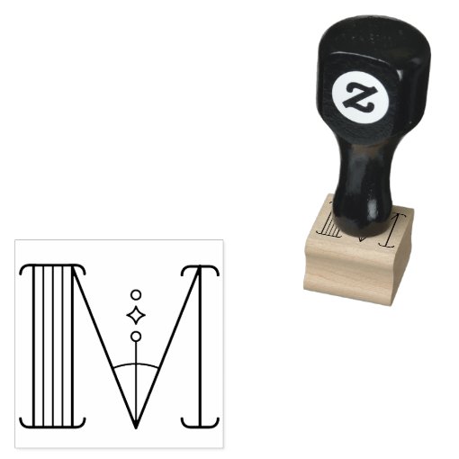Square Art Deco Letter M Monogram Rubber Stamp | Zazzle