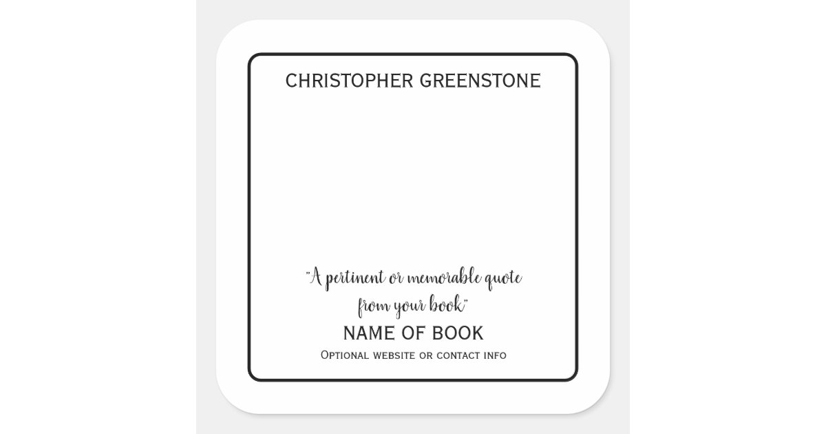 Square Author Signature Black Bookplate | Zazzle