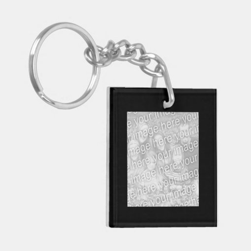 Square Black Border Photo Keychain | Zazzle