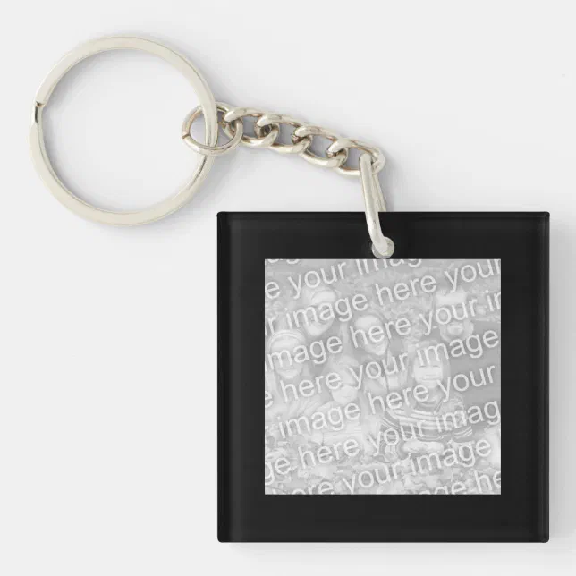 Square Black Border Photo Keychain | Zazzle