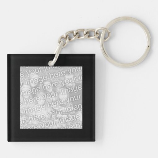 Square Black Border Photo Keychain | Zazzle