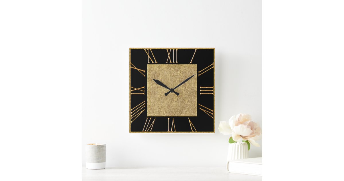 Square Black Numeral Square Wall Clock | Zazzle.com