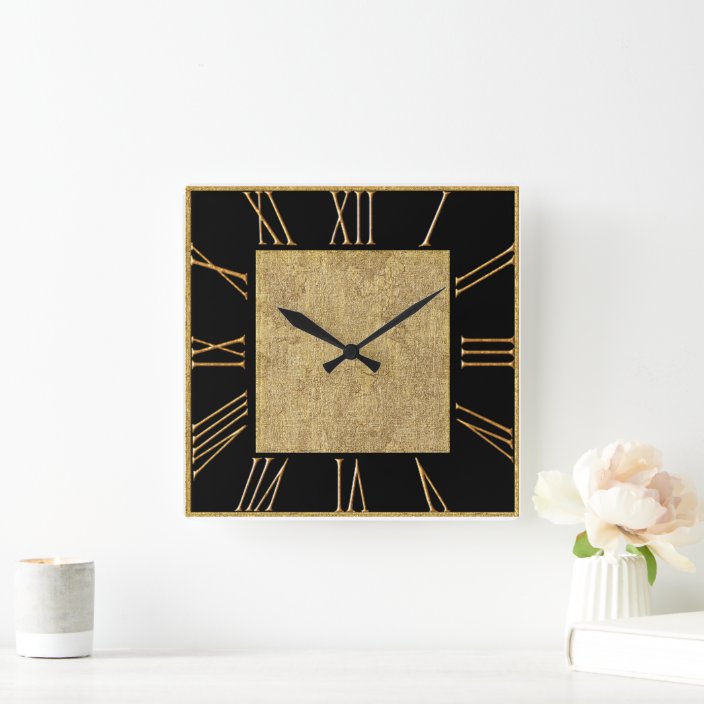 Square Black Numeral Square Wall Clock | Zazzle.com