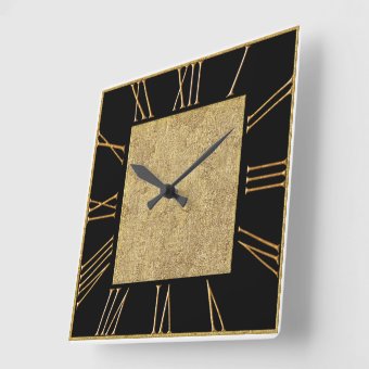 Square Black Numeral Square Wall Clock | Zazzle