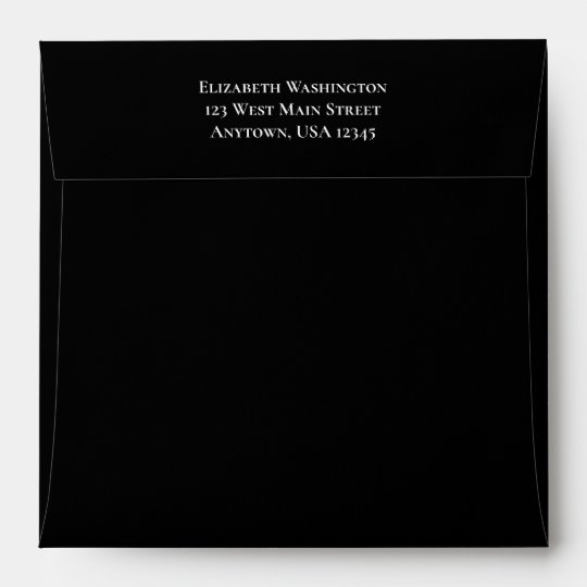 Square Black Plain Simple Return Address Envelope | Zazzle.com