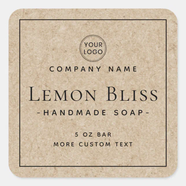 Square border Kraft paper look product label | Zazzle