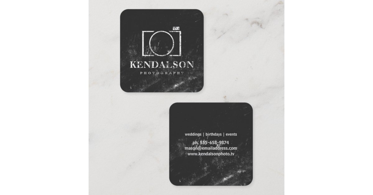 Square Chalkboard Photography Square Business Card | Zazzle