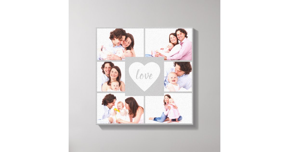 Square Collage Custom Photo Canvas Print | Zazzle