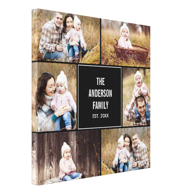 Square Collage Custom Photo Wrapped Canvas | Zazzle
