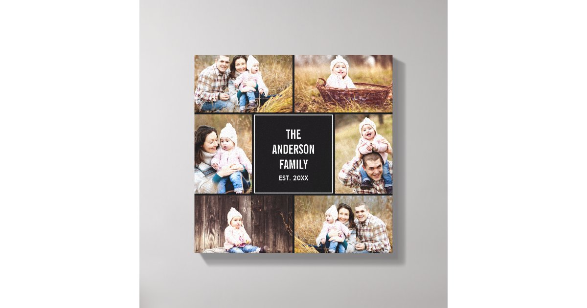 Square Collage Custom Photo Wrapped Canvas | Zazzle