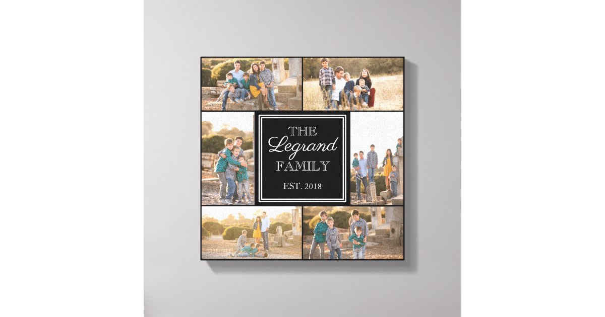 Square Collage Custom Photo Wrapped Canvas | Zazzle