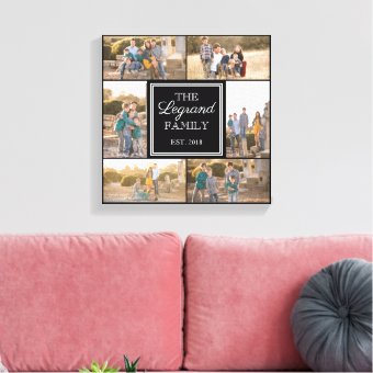 Square Collage Custom Photo Wrapped Canvas | Zazzle