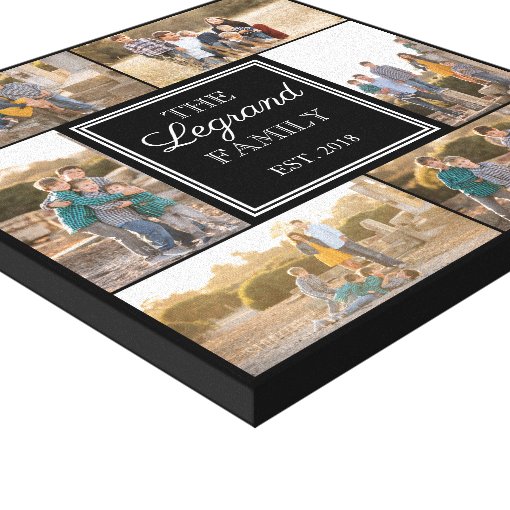 Square Collage Custom Photo Wrapped Canvas | Zazzle