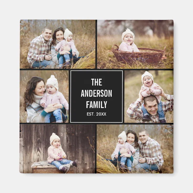 Square Collage Personalized Photo Magnet | Zazzle