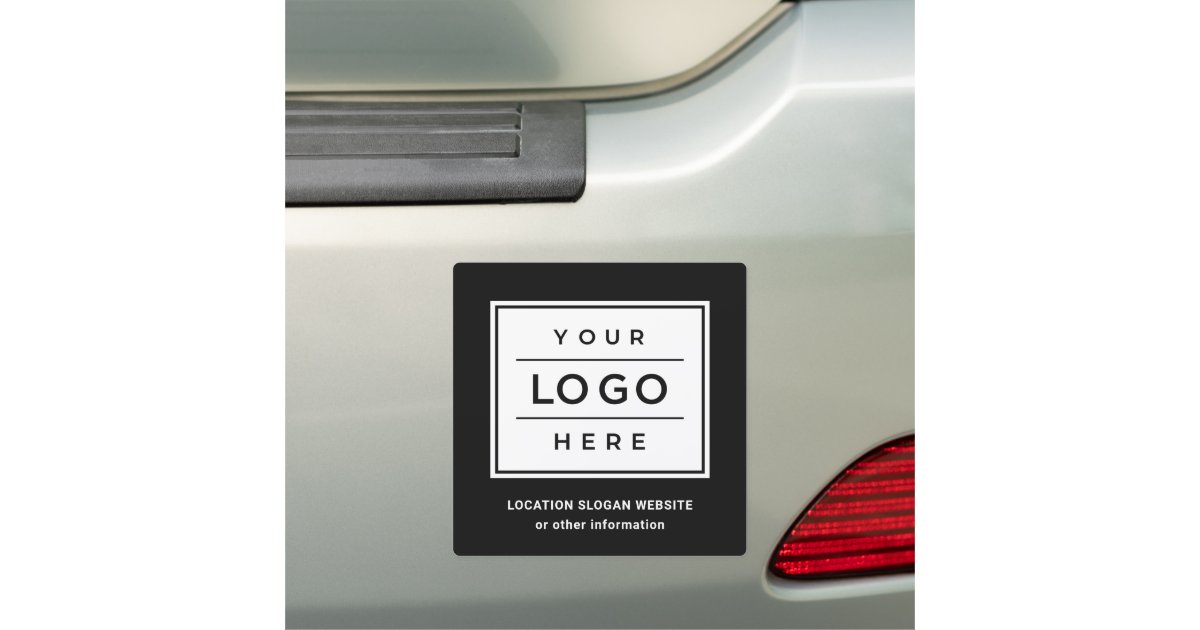 Square Custom Black Business Logo Company Branded Car Magnet | Zazzle