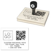 Square Custom Business Logo Qr Code & Address Rubber Stamp | Zazzle