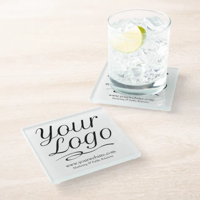 Square Custom Glass Coaster with Your Company Logo | Zazzle