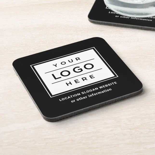 Square Custom White Business Logo Company Branded Beverage Coaster | Zazzle