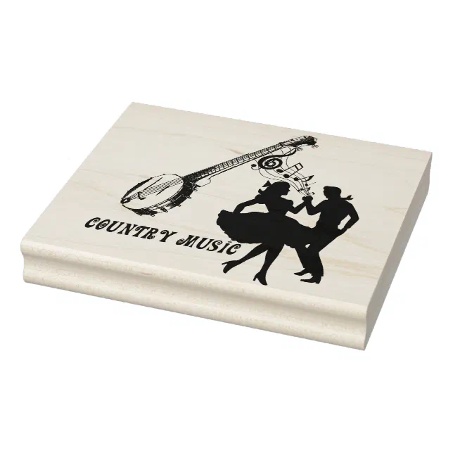 Square Dancers Country Music Banjo Art Rubber Stamp | Zazzle