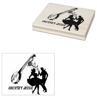 Square Dancers Country Music Banjo Art Rubber Stamp | Zazzle