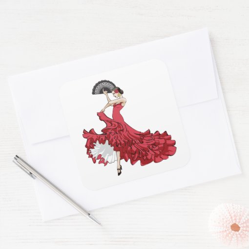 Square Flamenco Dancer Stickers | Zazzle